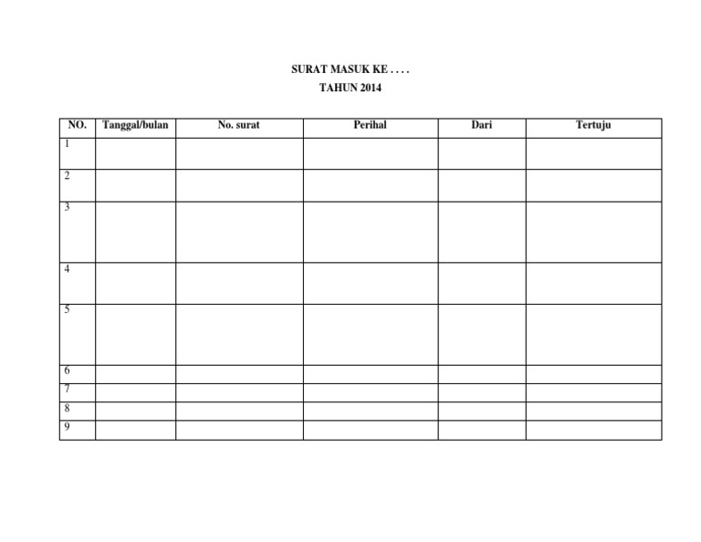 Contoh Format Surat Masuk 2014 | PDF