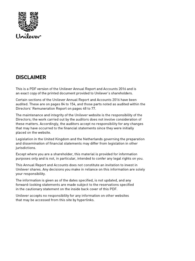 Unilever Annual Report and Accounts 2016 - tcm244 498744 - en PDF | PDF ...