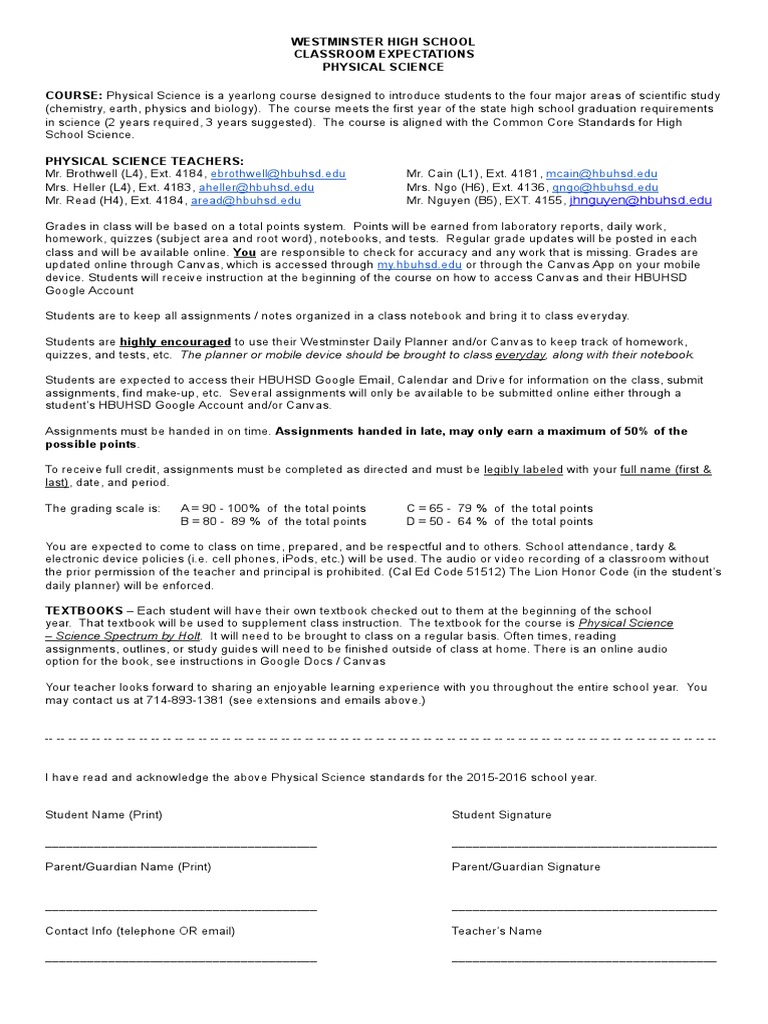 Course Expectations | Download Free PDF | Textbook | Homework