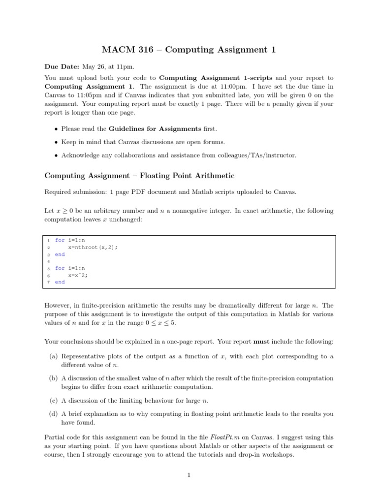 Macm316 Computing Assignment 1 Pdf Computer Programming Teaching Mathematics