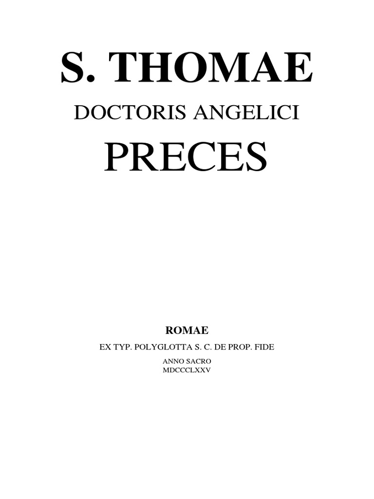S. Thomae, Doctoris Angelici, Preces | PDF