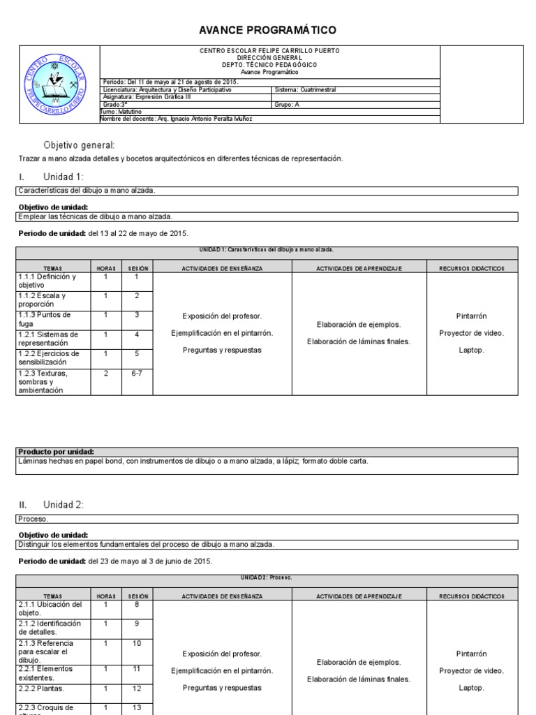 1505 ExpGraf3 Avance Programatico | PDF | Dibujo | Escritura