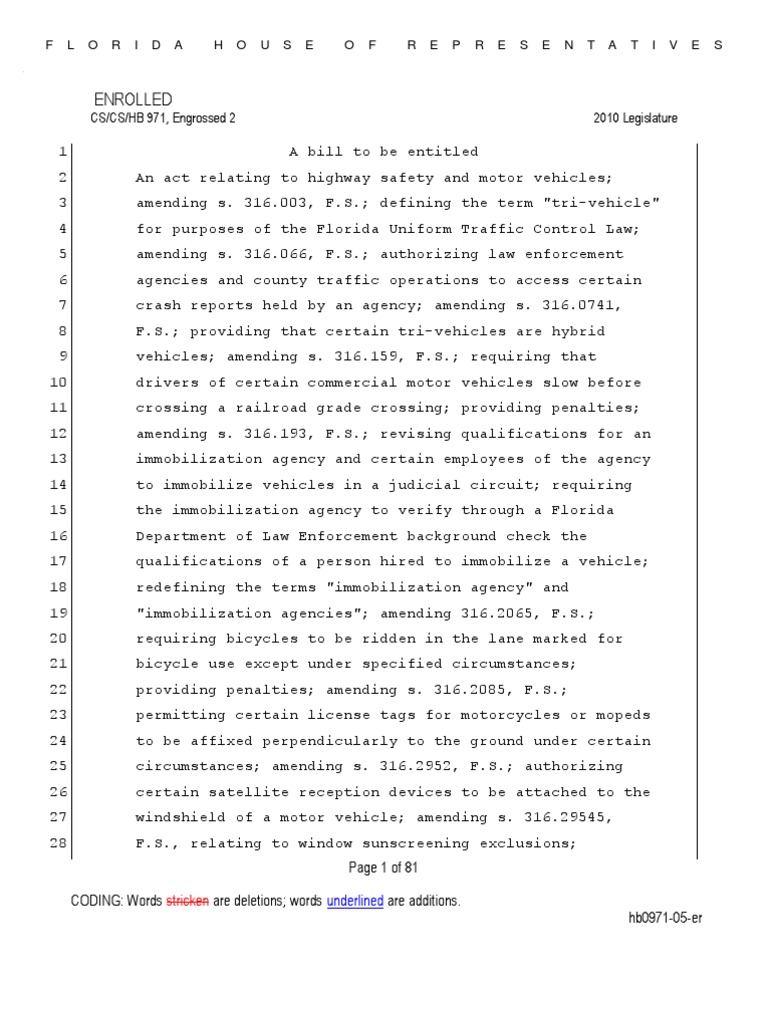 Florida Tint Bill | PDF | Lane | Traffic