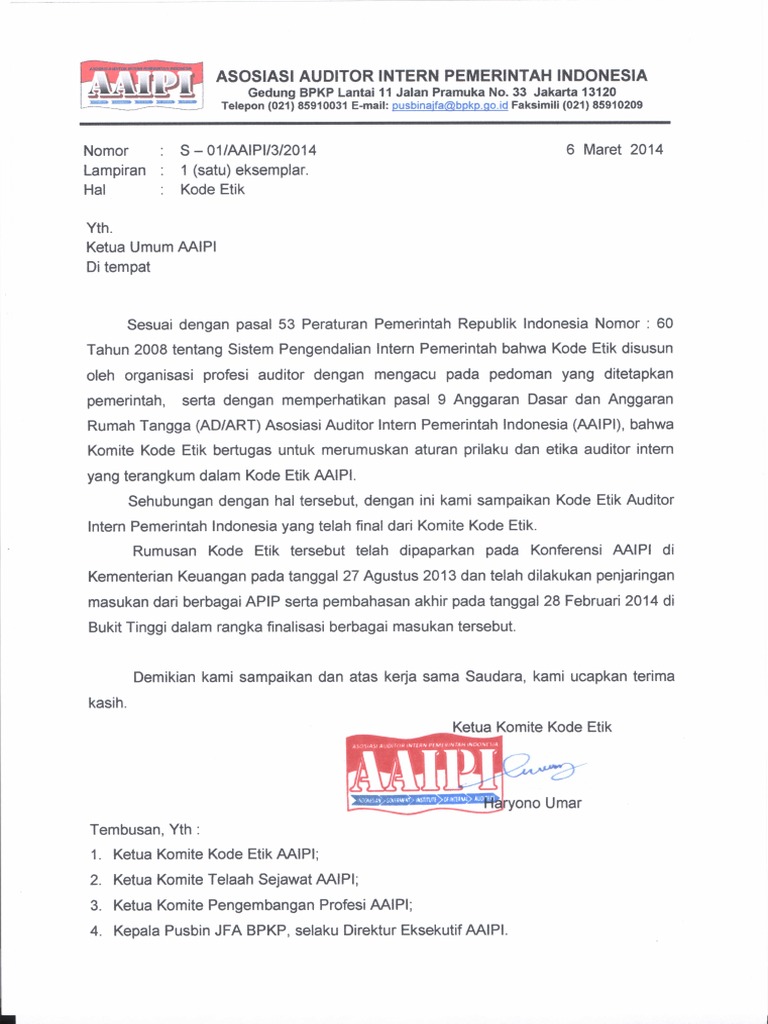 Kode Etik Auditor Intern Pemerintah Indonesia PDF | PDF