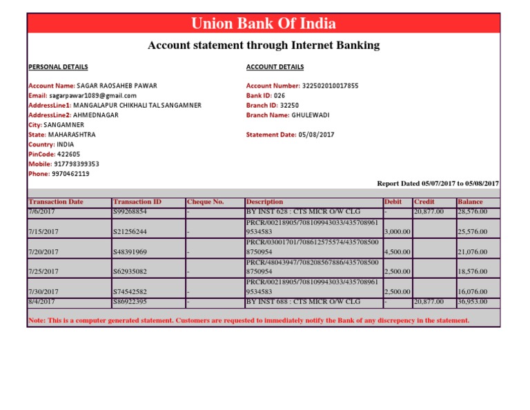 UBI Account Statement Summary | PDF | Finance & Money Management ...