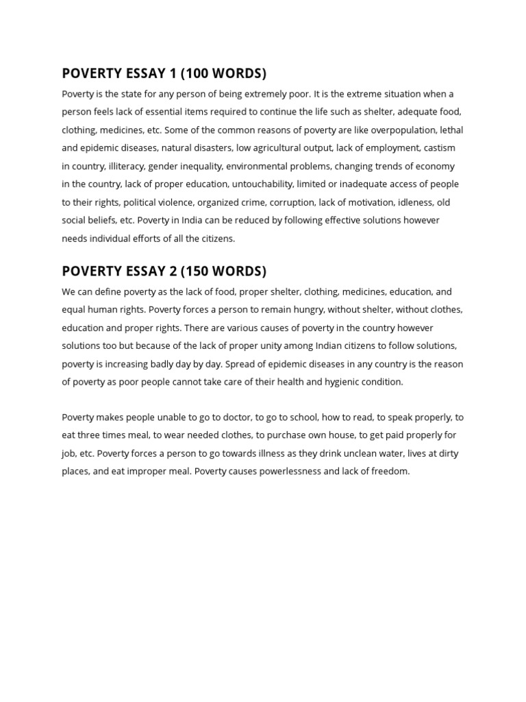 Poverty Essay 1 | PDF