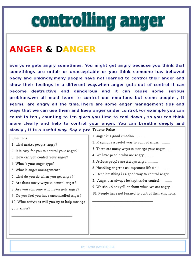 Reading 1 Reading Comprehension Exercises 100187 | PDF | Anger | Psychology