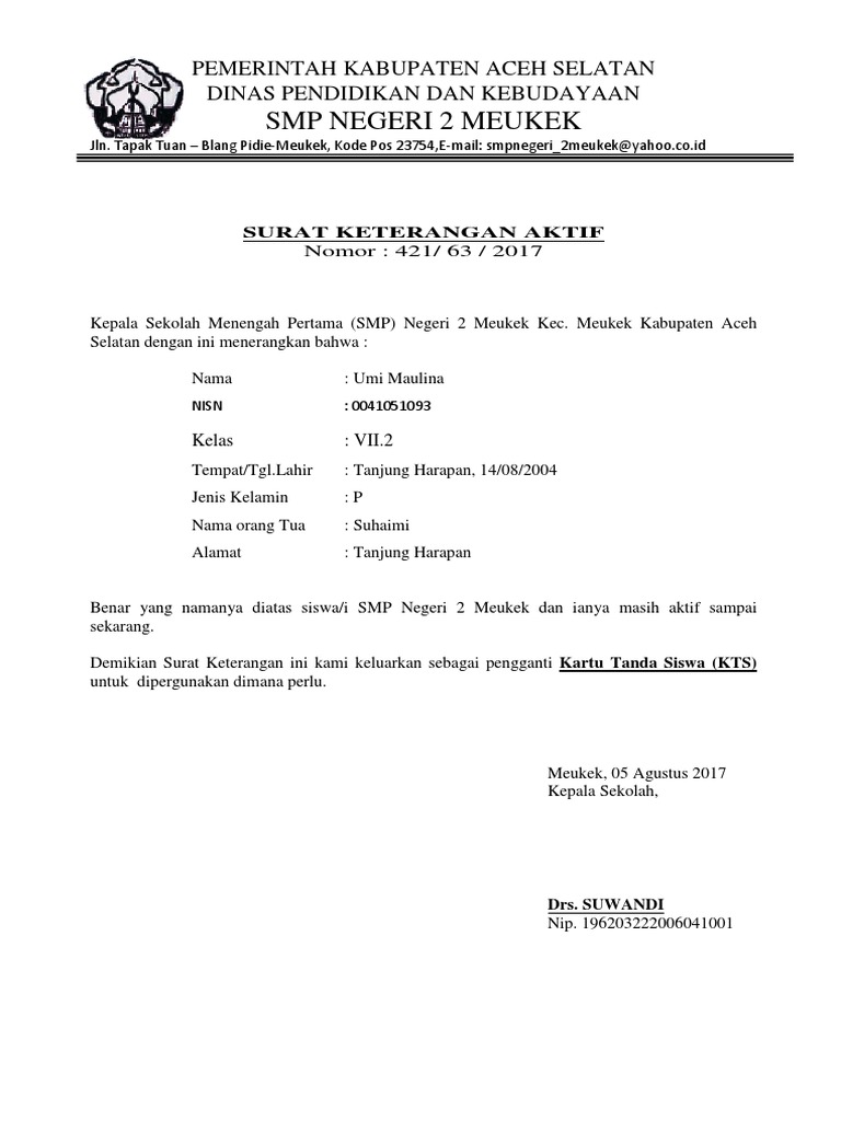 Surat Keterangan AKTIF 20172018 | PDF | Olahraga & Rekreasi | Kesehatan Holistik