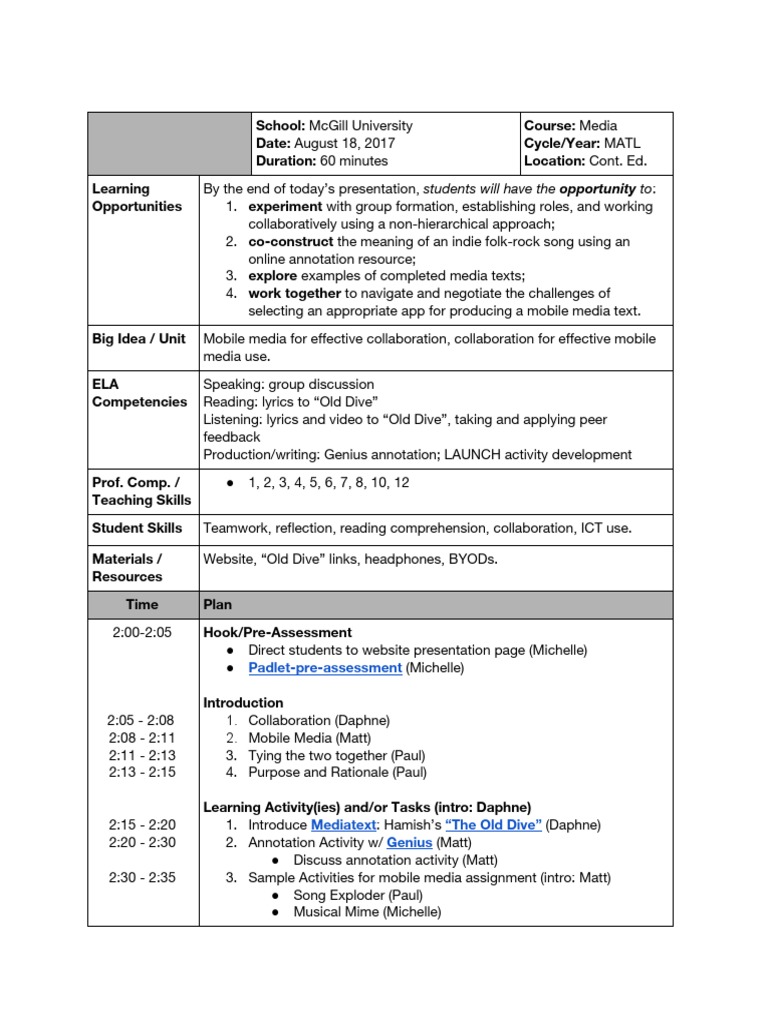 Lesson Plan Presentation | PDF | Pedagogy | Teaching