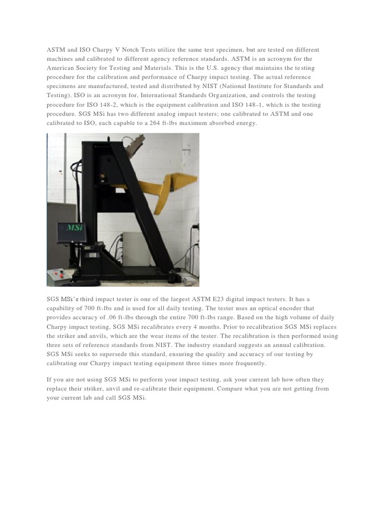 Charpy ASTM and ISO Tests | PDF | Calibration | Evaluation