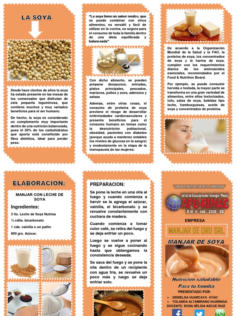 Manhar de Soya (Triptico) | PDF | Haba de soja | Alimentos