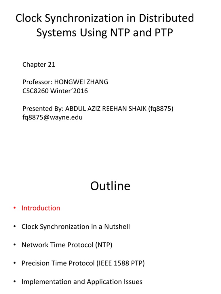 Chapter 21 - Clock Synchronization in Distributed Systems Using NTP and ...