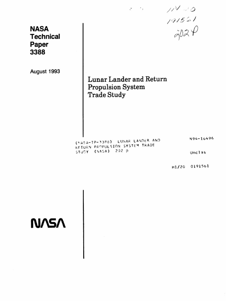 Lunar Lander and Return Propulsion System Trade Study | PDF | Rocket ...