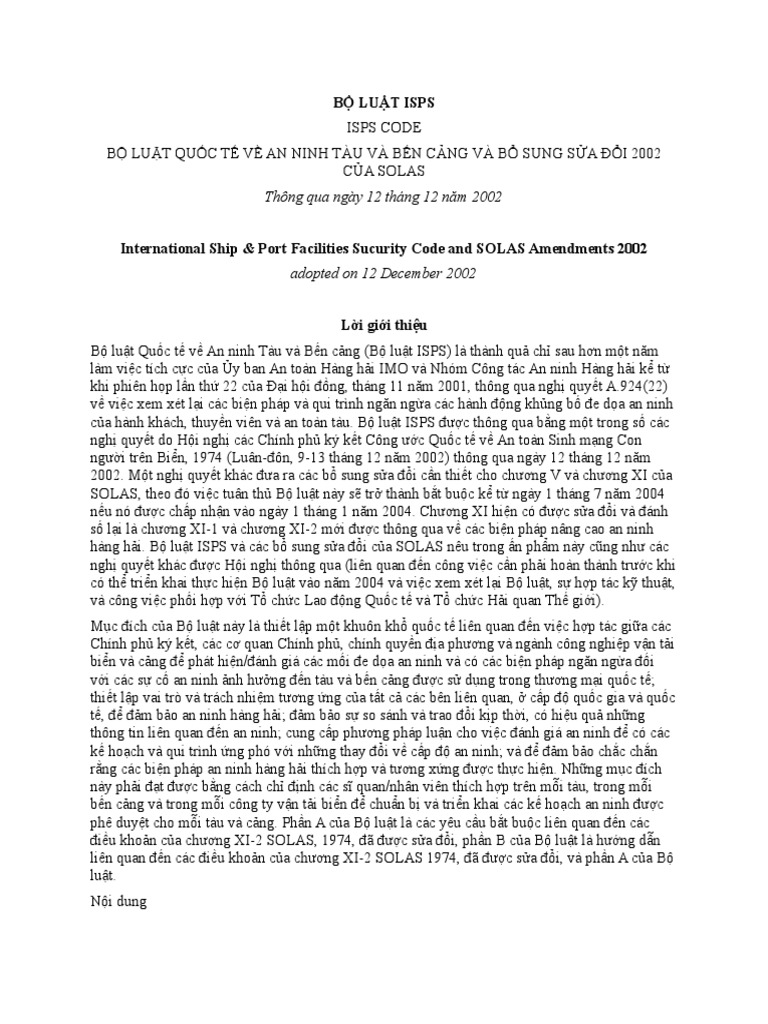 ISPS Code Vietnamese | PDF