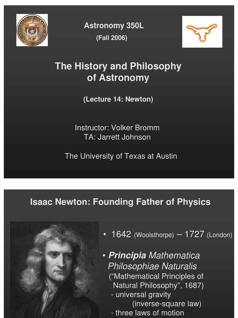 The History and Philosophy of Astronomy Lecture 14: Newton ...