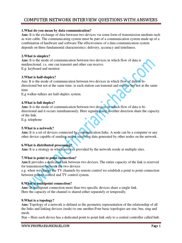 Networking Interview Questions PDF | PDF