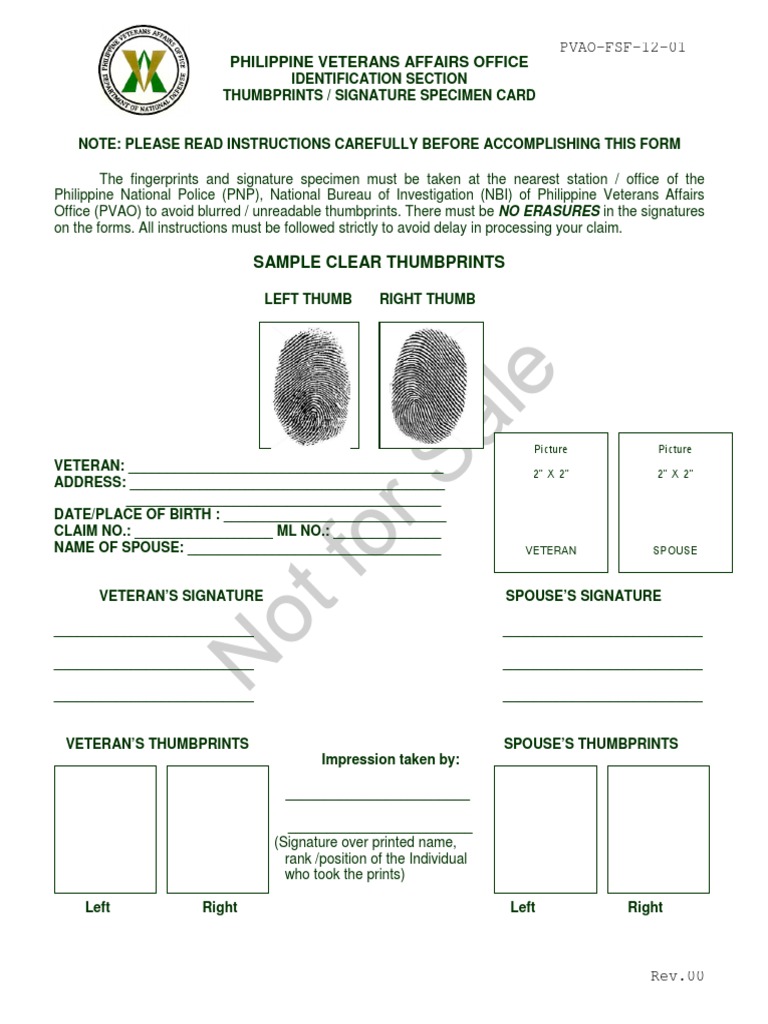 PV A o Thumbprints Signature Card | PDF | Fingerprint | Access Control