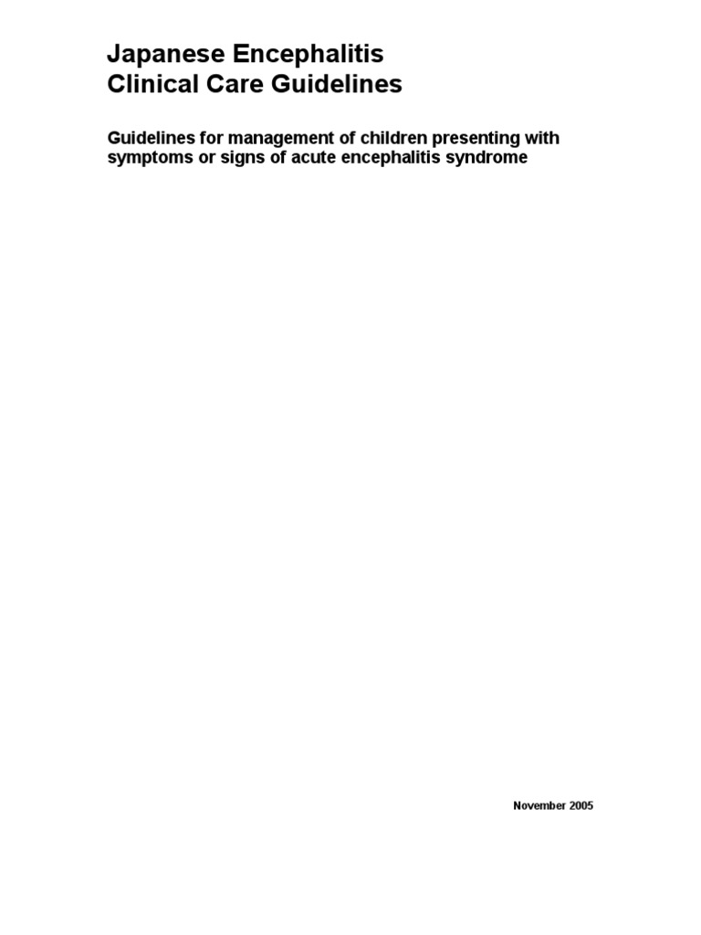 JE Clinical Care Guidelines PATH | Download Free PDF | Shock ...