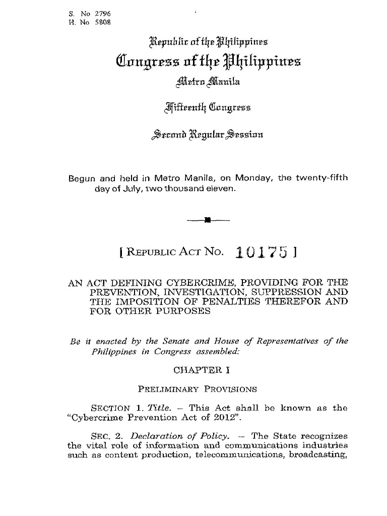 RA 10175-Cybercrime Prevention Act of 2012 PDF | PDF | Surveillance ...