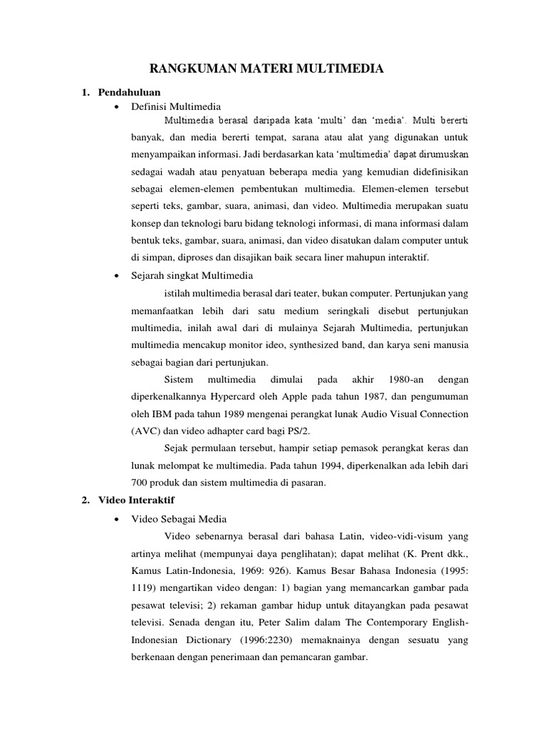 Rangkuman Materi Multimedia | PDF