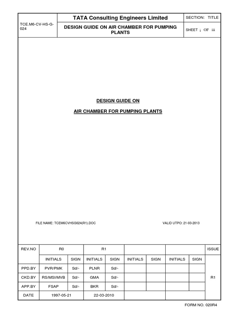 Air Chamber Design Guide for Pumping | PDF | Pump | Hydraulic Engineering