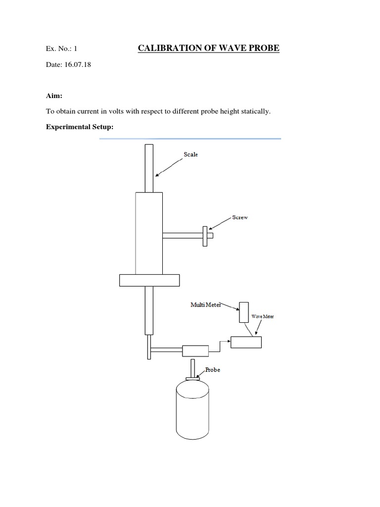 Calibration of Wave Probe: Ex. No.: 1 Date: 16.07.18 | PDF
