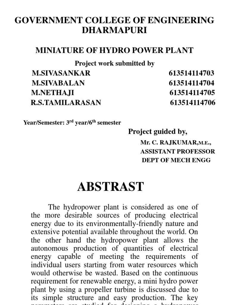 Gce, Dharmapuri Project2 | PDF | Turbine | Reservoir