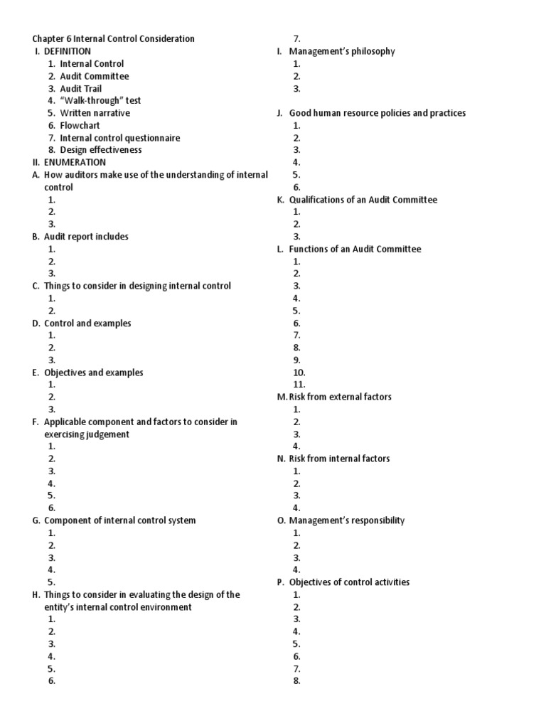Chapter 6 Internal Control Consideration | PDF | Internal Control | Audit Committee