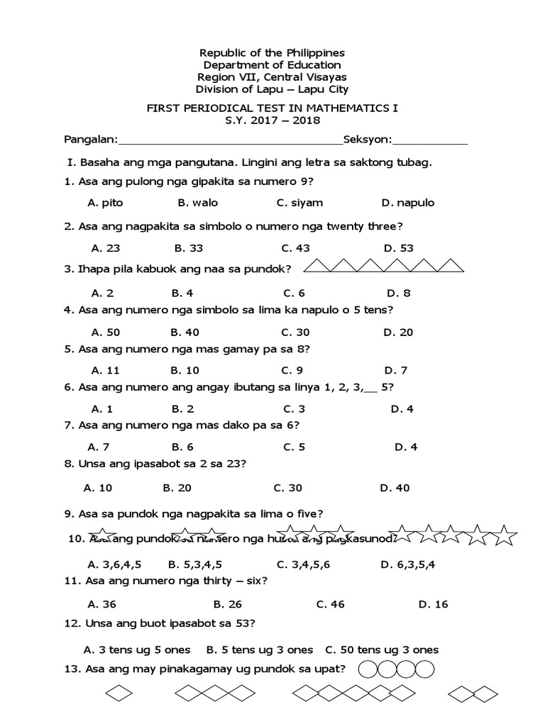 1st Grading Math | PDF