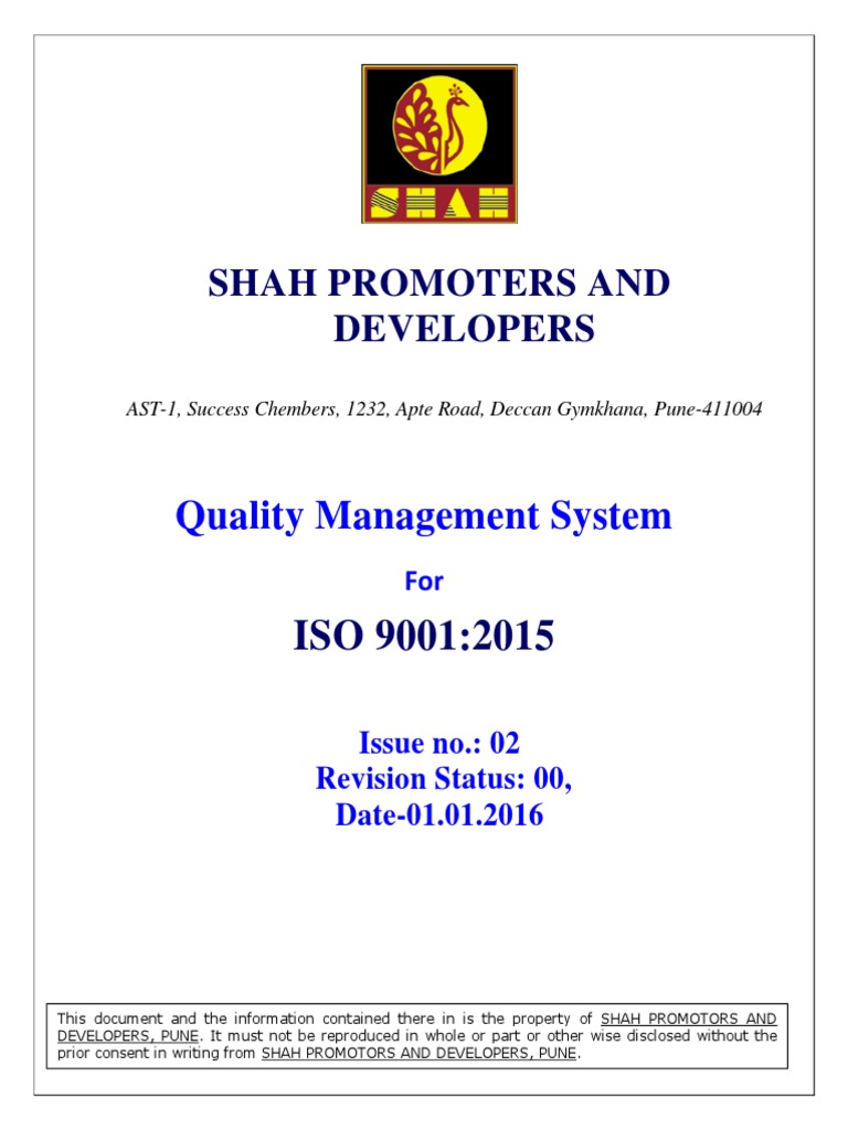 ISO 9001:2015 Quality Manual | PDF | Quality Management | Quality ...