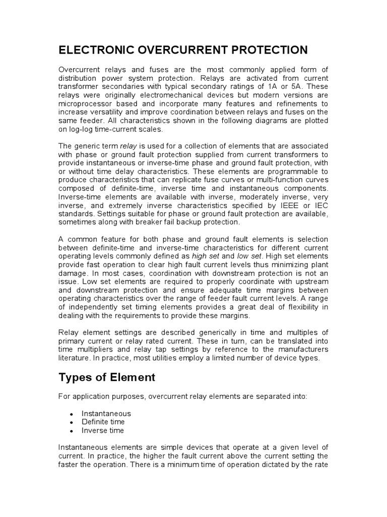 ELECTRONIC OVERCURRENT PROTECTION - PDF | PDF | Relay | Fuse (Electrical)