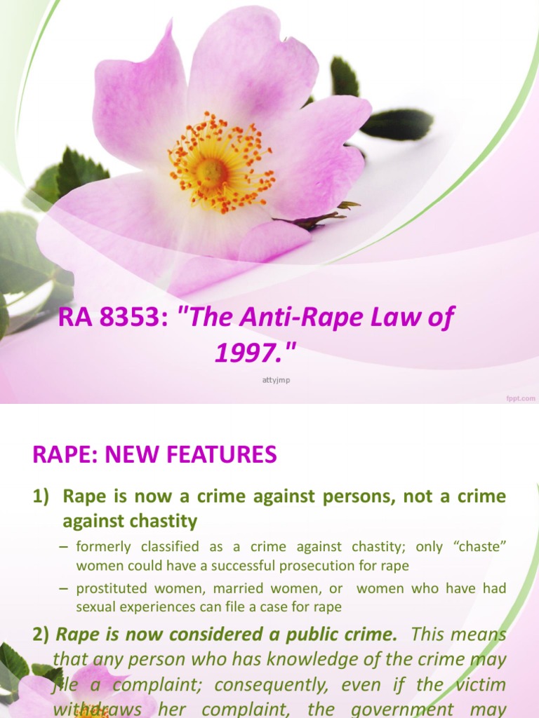 RA 8353: "The Anti-Rape Law Of: Attyjmp | PDF | Victimology | Rape
