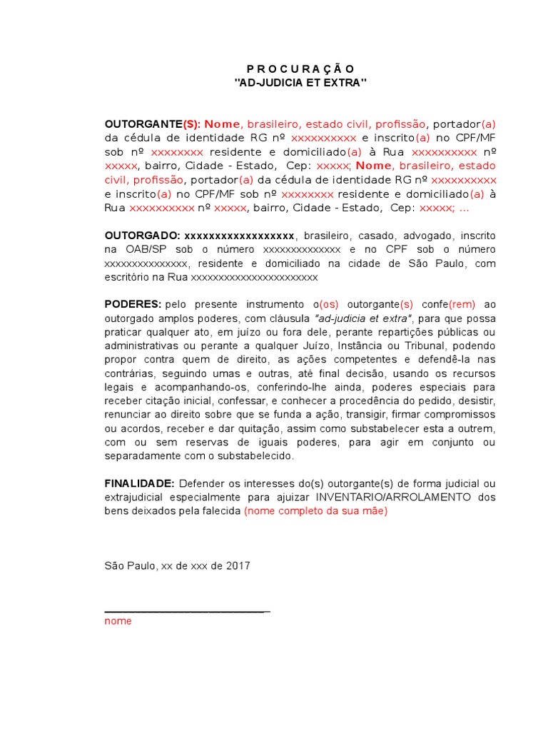 Procuração ampla para representação judicial e extrajudicial em ...