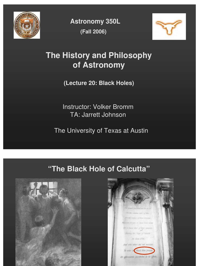 The History and Philosophy of Astronomy Lecture 20: Black Holes ...