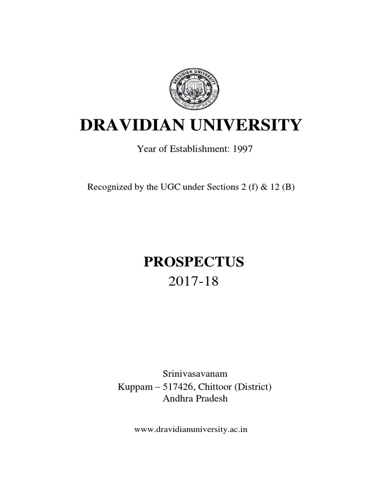 Dravida University Kuppam AP | PDF | Academic Degree | University And ...