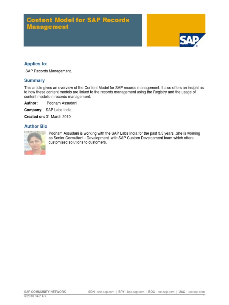 Content Model For SAP Records Management PDF | PDF | Ibm System I | Computer Architecture