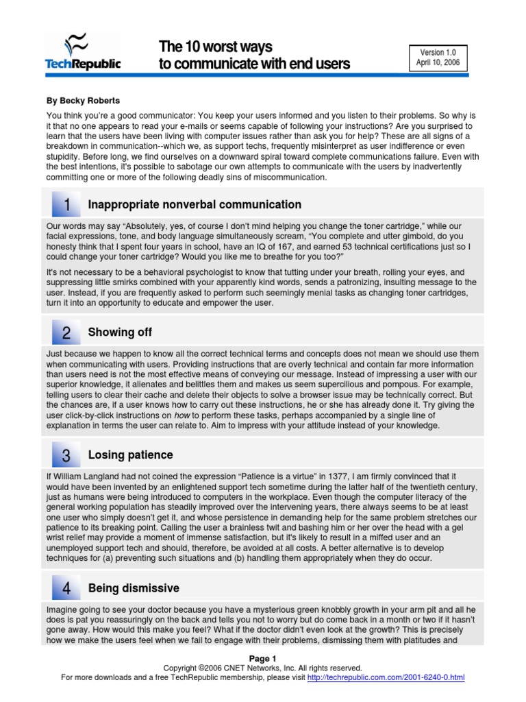 The 10 Worst Ways To Communicate With End Users: Inappropriate ...