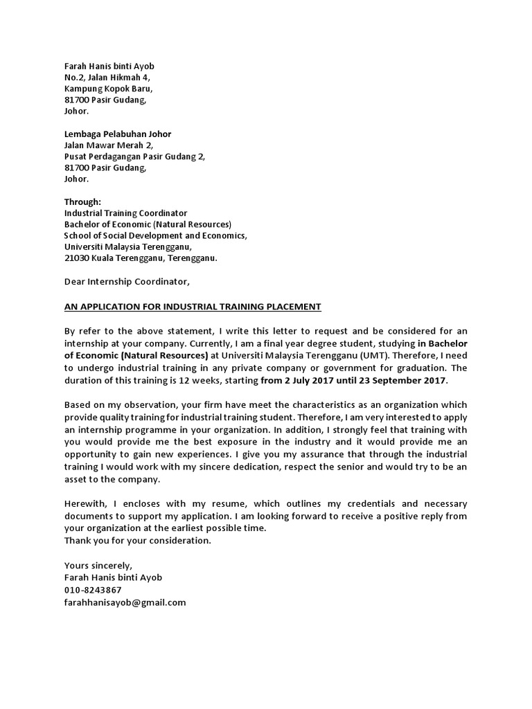 Lembaga Pelabuhan Johor: An Application For Industrial Training ...