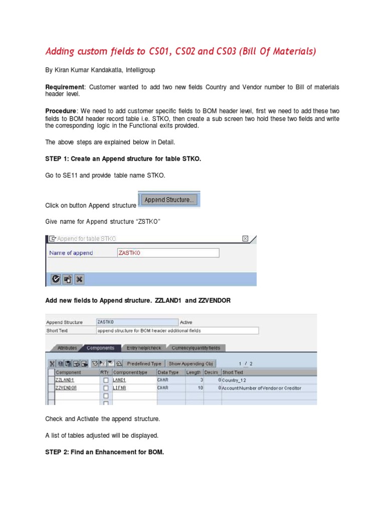 Adding Custom Fields To CS01 | PDF | Software Development | Computer ...