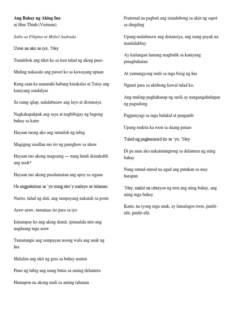 Ang Bahay NG Aking Ina-VIETNAM | PDF