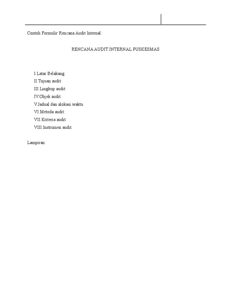 Contoh Formulir Rencana Audit Internal | PDF