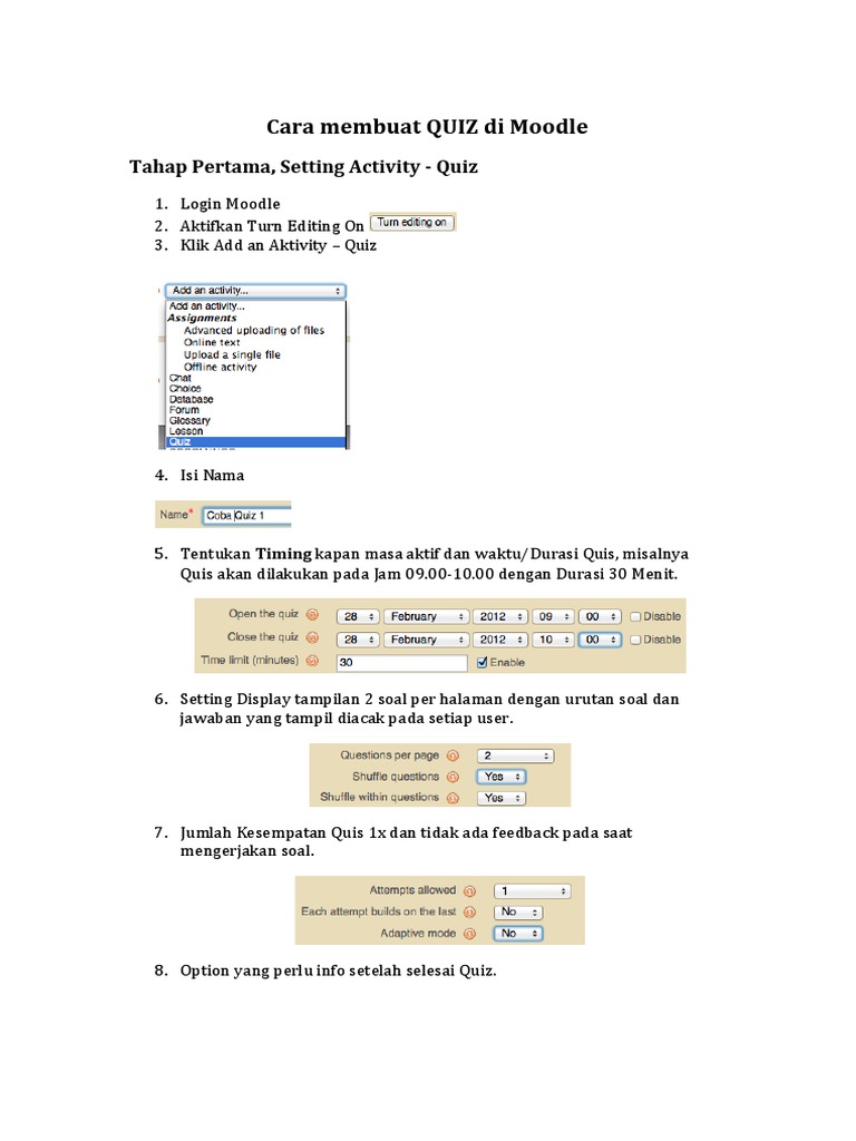 Cara Membuat QUIZ Di Moodle PDF | PDF | Komputer