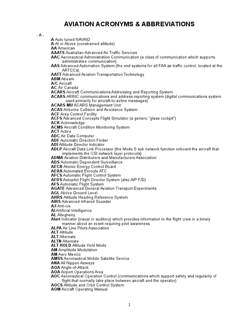 Aviation Acronyms and Abbreviations (P) | PDF | Air Traffic Control ...