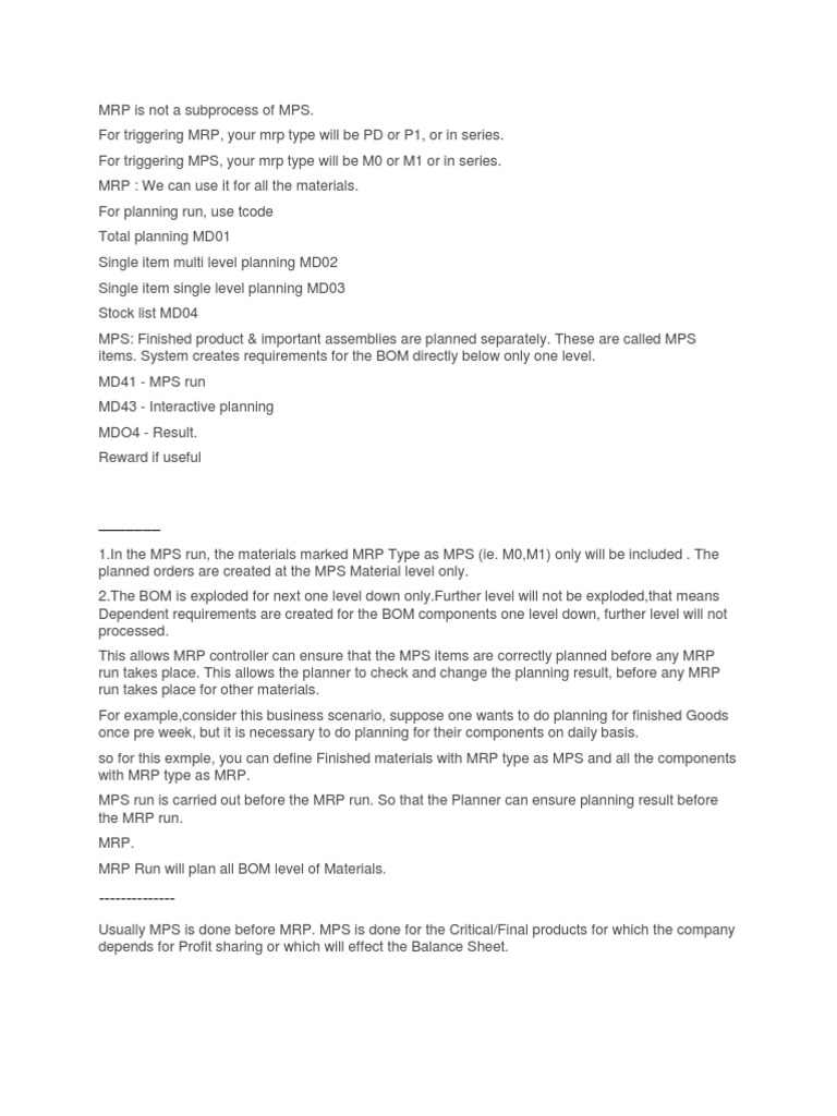 MRP Vs MPS | PDF | Information Management | Corporate Jargon