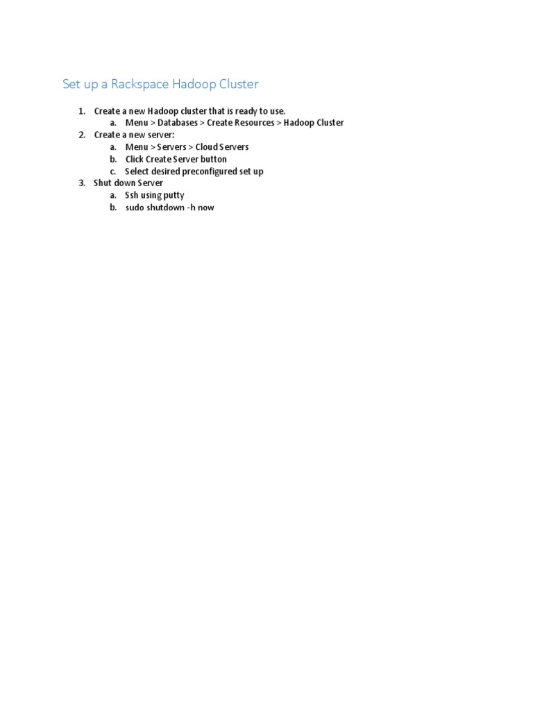 Set Up A Rackspace Hadoop Cluster | PDF