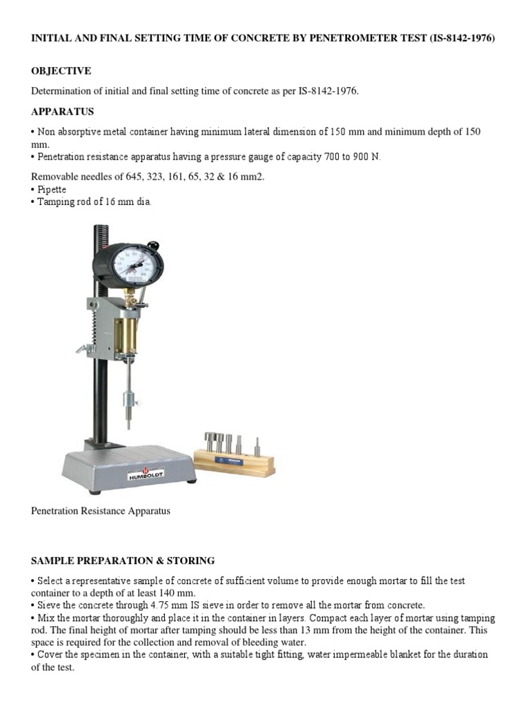 Setting Time of Concrete | PDF | Concrete | Building Engineering