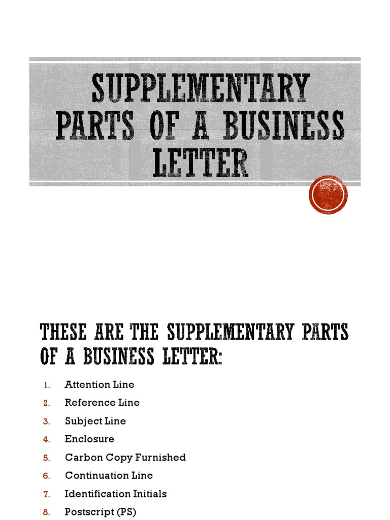 Supplementary Parts of A Business Letter | PDF | Written Communication ...