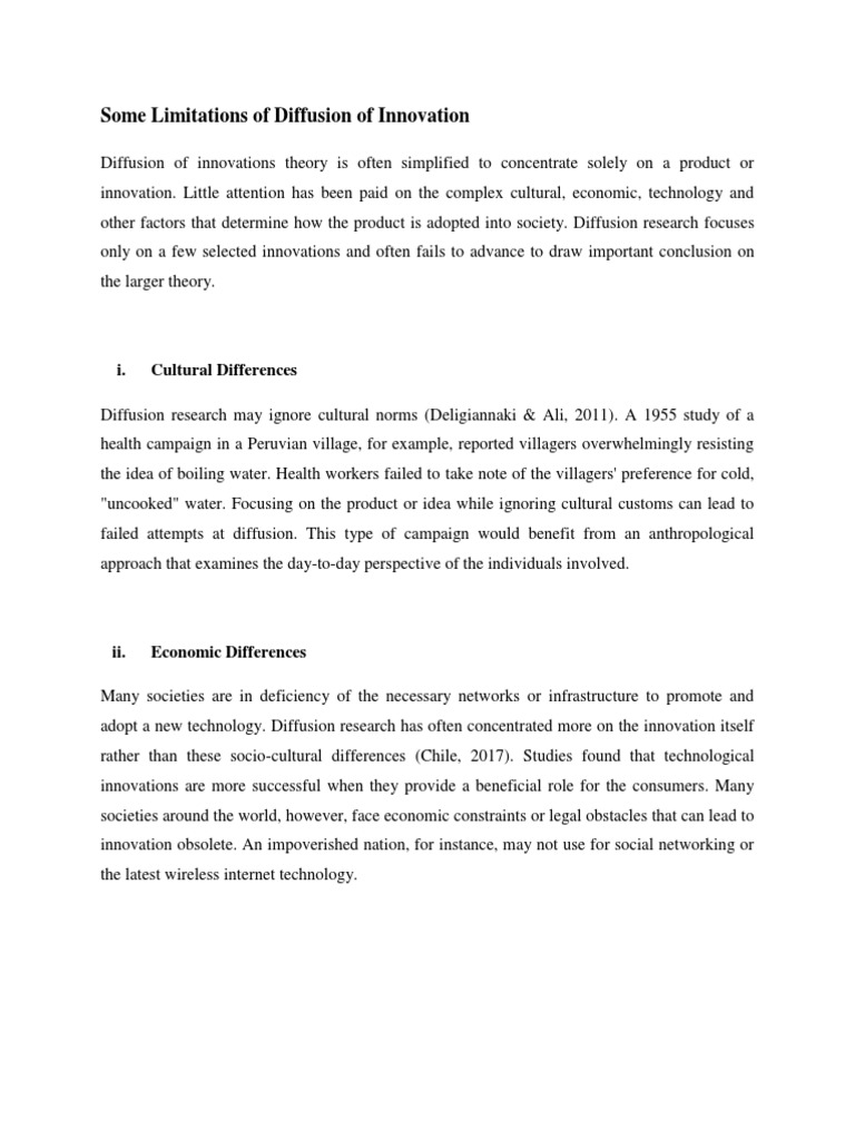 Limitations of Innovation Diffusion Theory | PDF | Innovation | Cognition