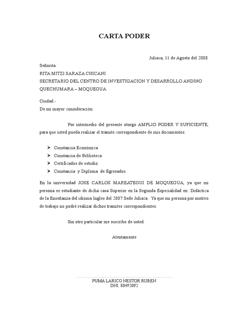 Modelo Carta Poder | PDF