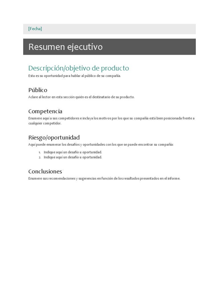 Informe Ejecutivo Word Formato